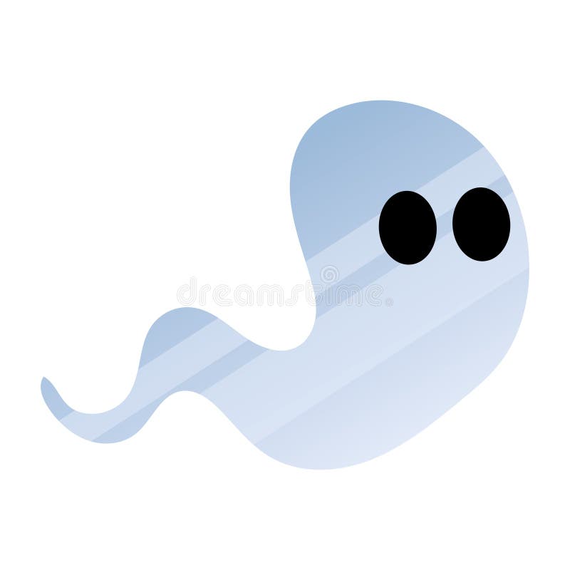 Blue Ghost Cartoon with Simple Shape and Black Eyes, Vector Stock ...