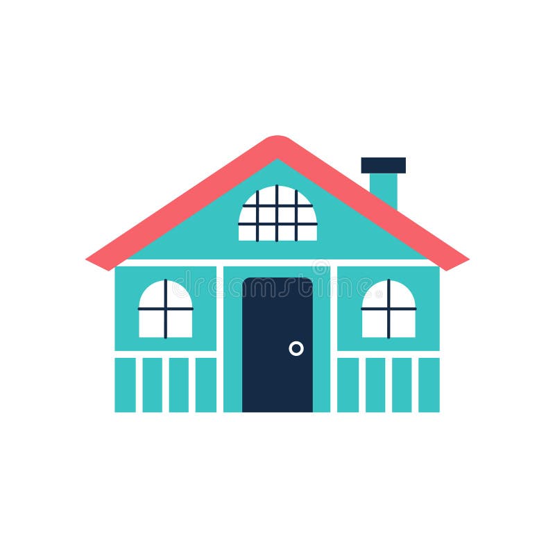 Cute Blue House. Vector Cartoon Flat Illustration Stock Vector ...