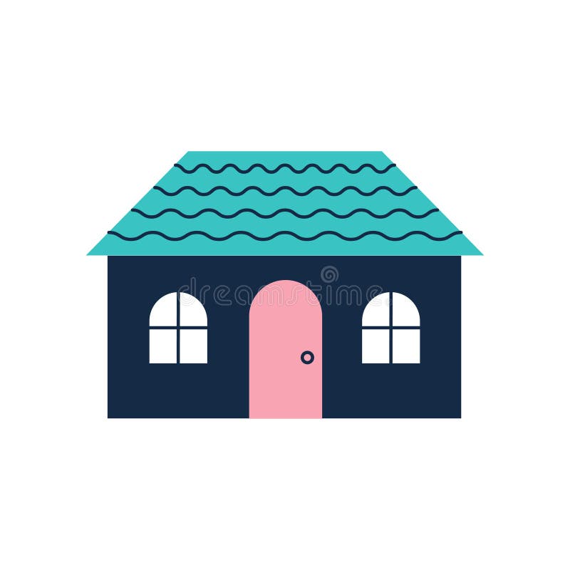 Cute Blue House. Vector Cartoon Flat Illustration Stock Vector ...