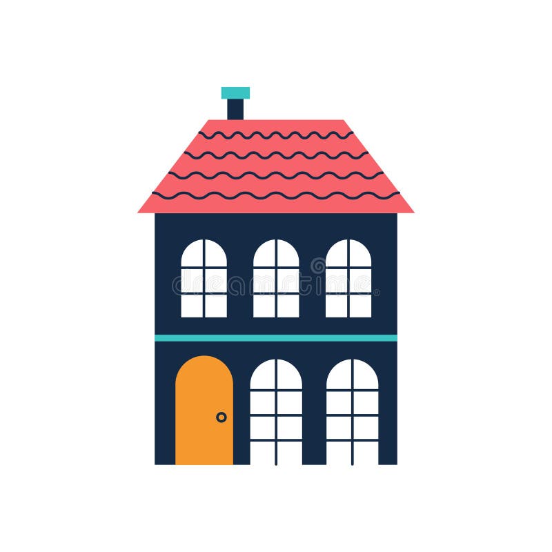 Cute Blue House. Vector Cartoon Flat Illustration Stock Vector ...