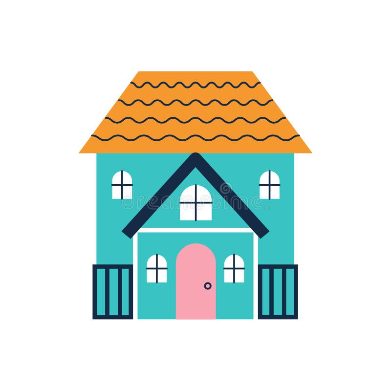 Cute Blue House. Vector Cartoon Flat Illustration Stock Vector ...