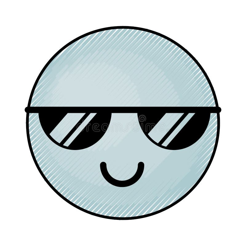 Cute Blue Kawaii Emoticon Face Stock Vector - Illustration of kawaii ...