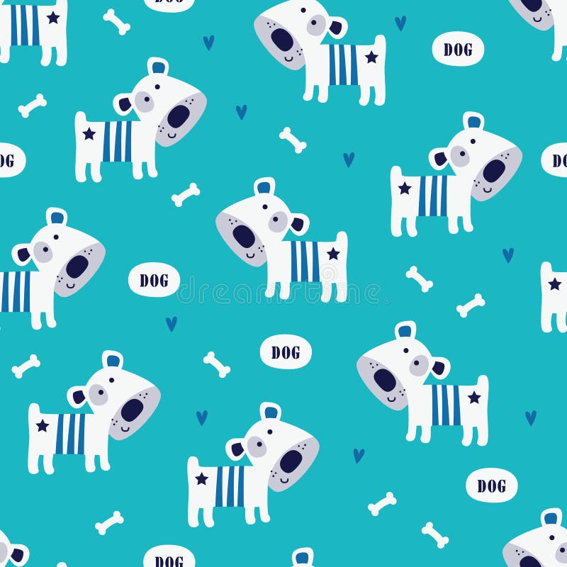 Dogs. Seamless Illustration. Cartoon Sketch Style. Hand Outline Drawing ...