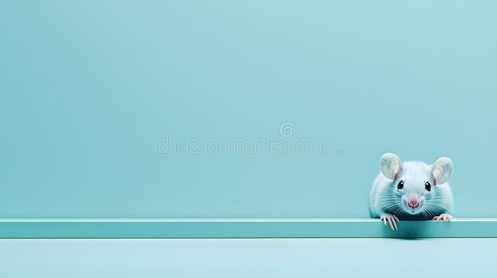 Cute Blue Mouse on a Mint Background Stock Illustration - Illustration ...
