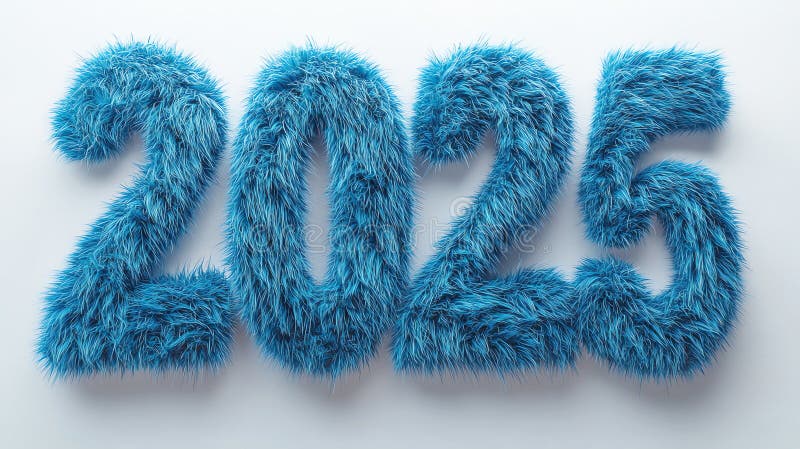 Cute Blue Number "2025"as Fur Shape, AI Generated Stock Illustration ...