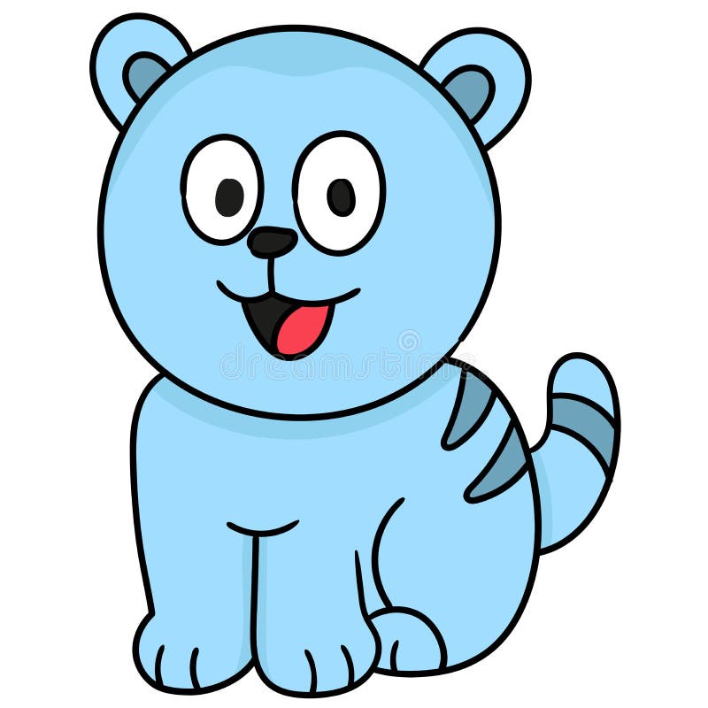 Cute Blue Pet Cat. Doodle Icon Image Stock Vector - Illustration of ...