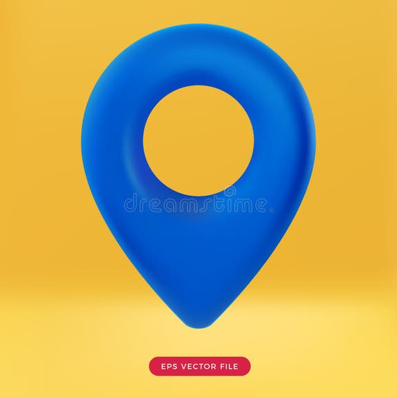 Cute Blue Pin Map Gps Navigation 3d. Icon 3d Render. Mesh Vector Stock ...