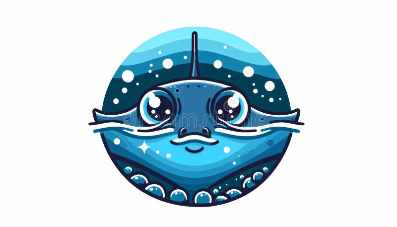 Cute Blue Pixel Art Stingray in Ocean Stock Illustration - Illustration ...