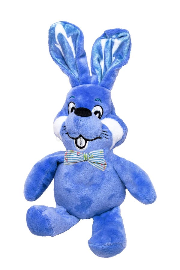 A Cute Blue Plush Bunny or Rabbit with Bow Tie Isolated on a White ...