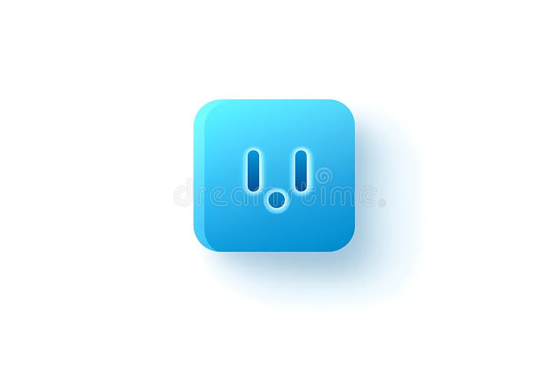 Cute Blue Power Outlet Icon Modern App UI Design Element Stock ...