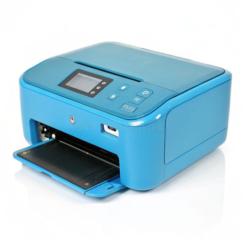 Cute Blue Printer on Transparent Background Stock Illustration ...