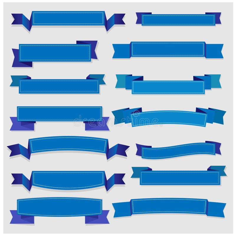 Cute Blue Ribbons and Banners Stock Illustration - Illustration of ...