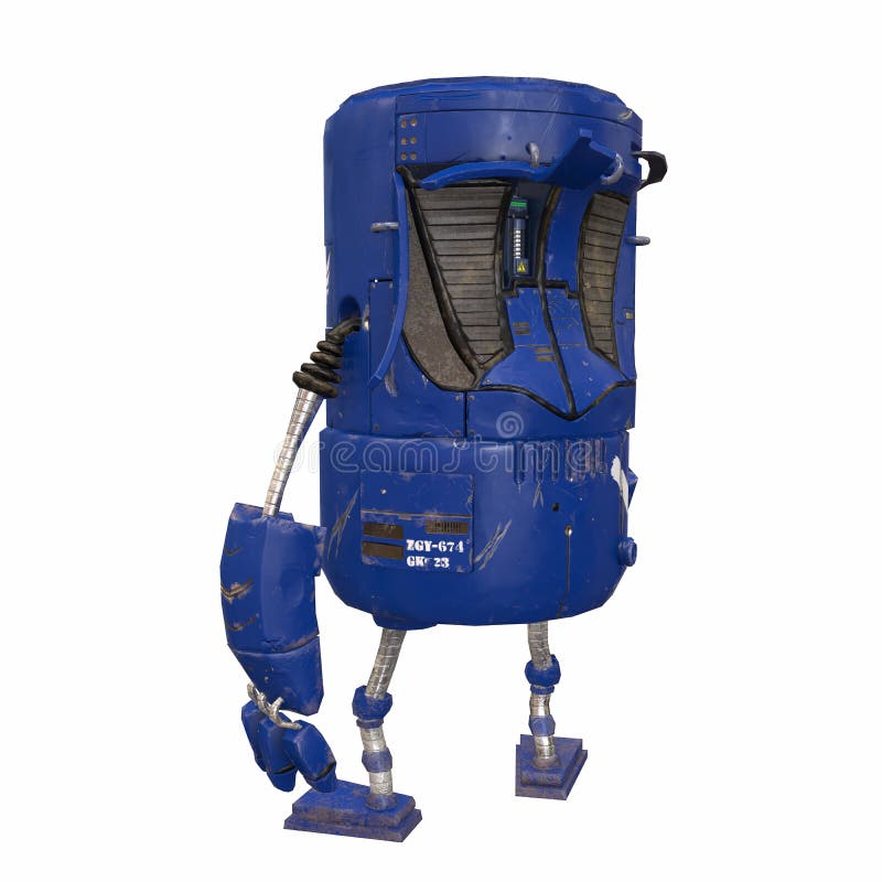 Cute Blue Robot 3d Illustration Stock Illustration - Illustration of ...