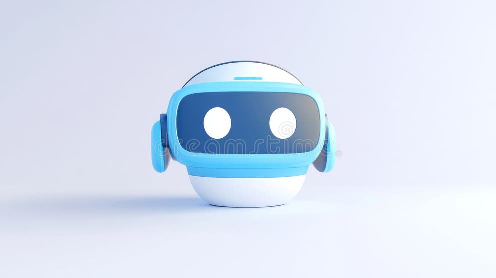 Cute Blue Robot 3D Render, Minimalist Composition, AI Concept, AI ...