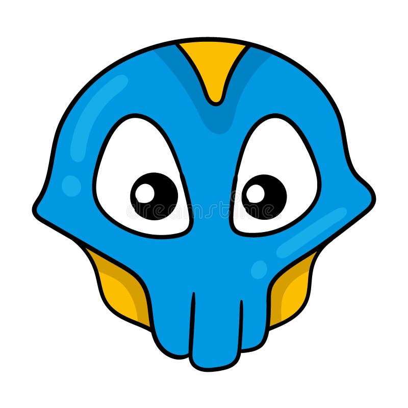 Cute Blue Skull Head, Doodle Icon Image Kawaii Stock Vector ...