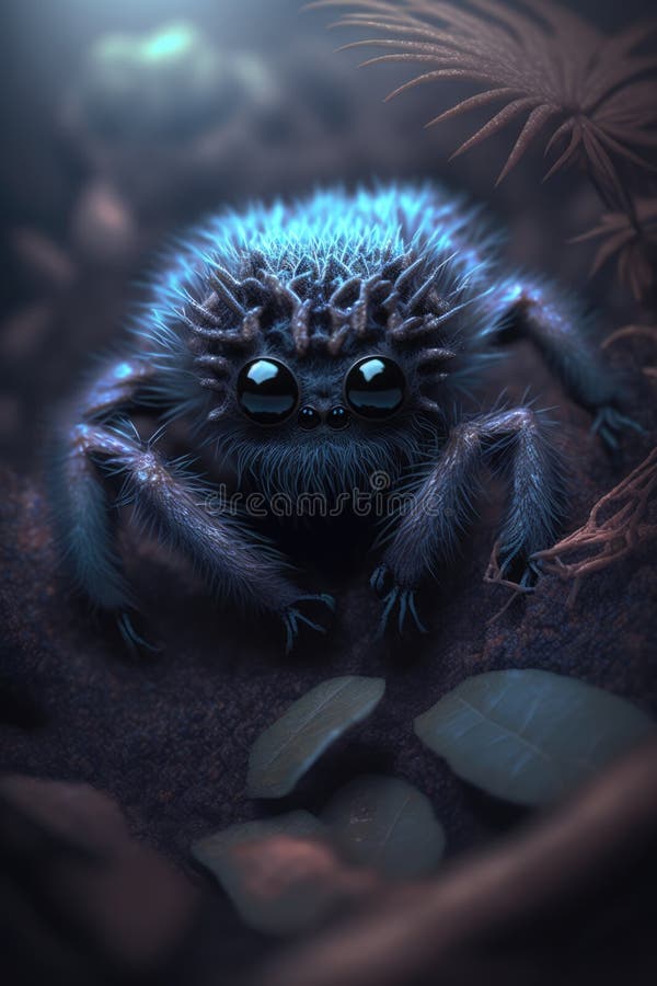 Cute Blue Spider with Orange Leaves Created Using Generative Ai ...
