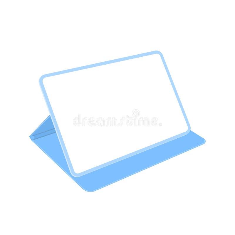 Cute Blue Tablet Computer Isolated on White Background Stock Vector ...