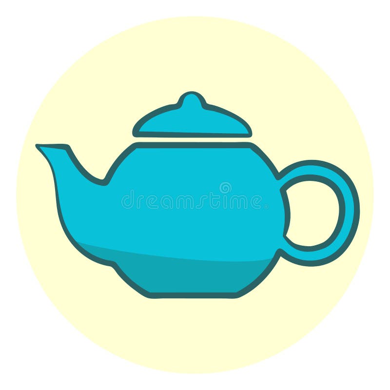Cute blue teapot icon stock illustration. Illustration of flat - 92467159
