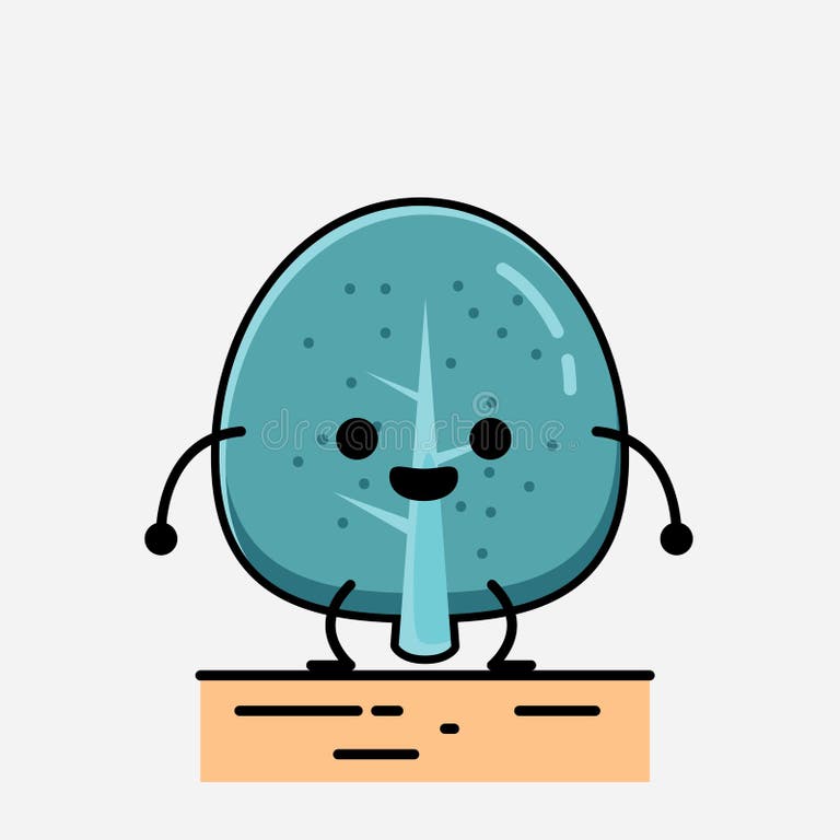 Cute Blue Tree Mascot Vector Character in Flat Design Style Stock ...