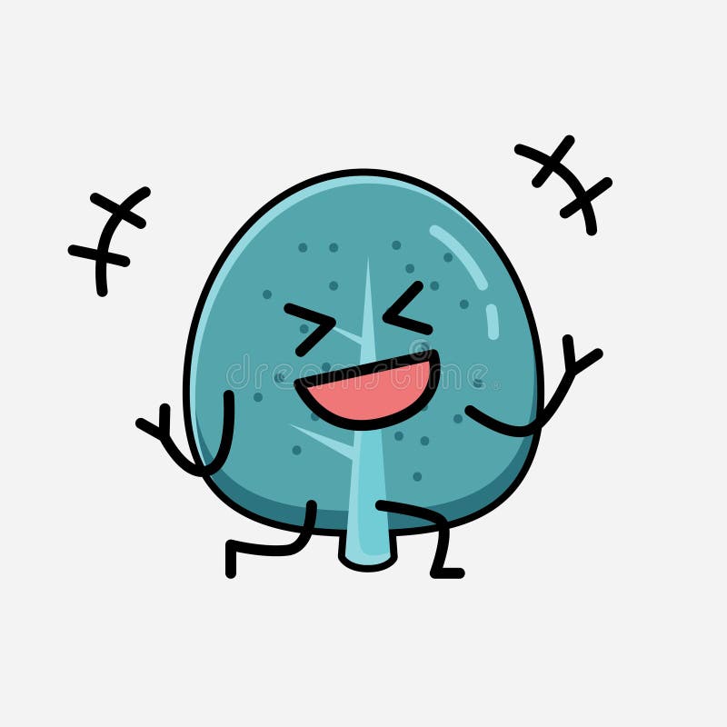 Cute Blue Tree Mascot Vector Character in Flat Design Style Stock ...