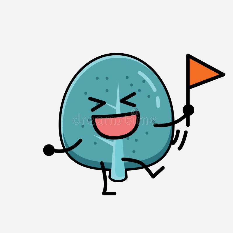 Cute Blue Tree Mascot Vector Character in Flat Design Style Stock ...