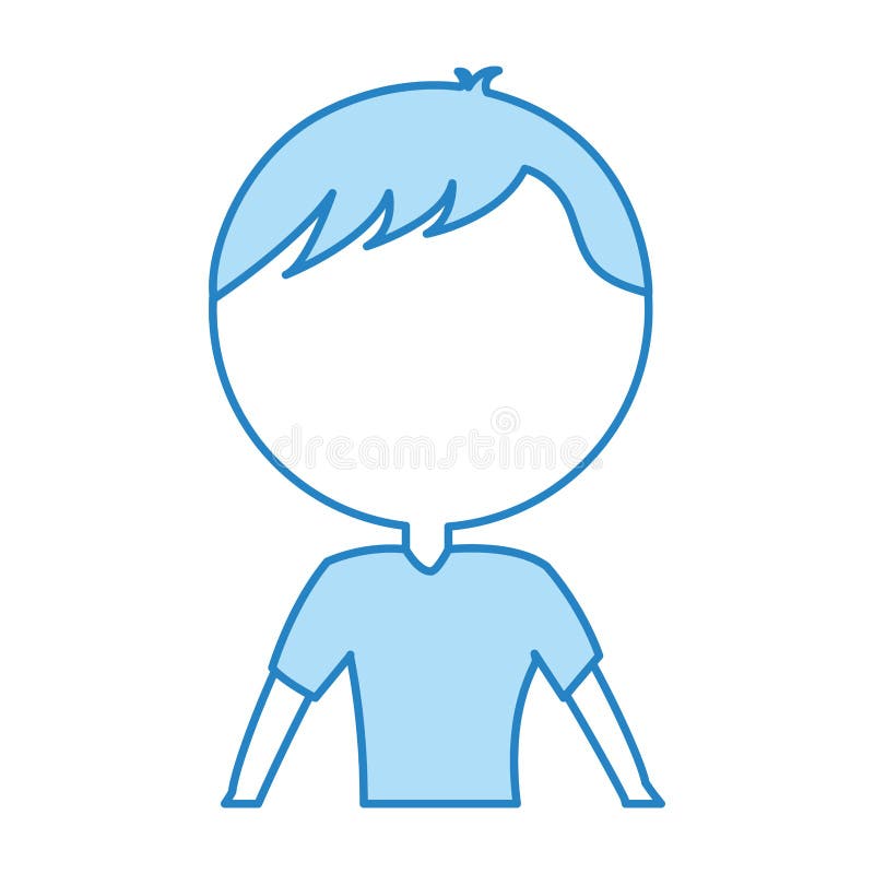 Cute Blue Upper Body Man Cartoon Stock Vector - Illustration of ...