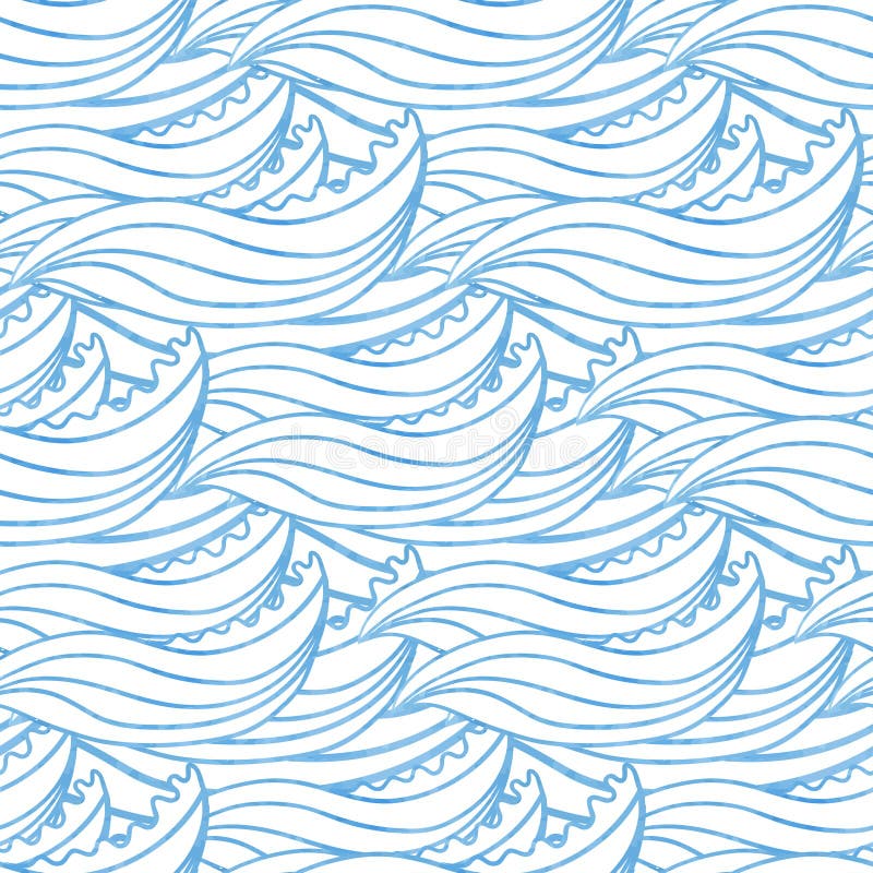Cute Waves Hand Drawn Seamless Pattern Can Be Used Wallpaper Pattern ...