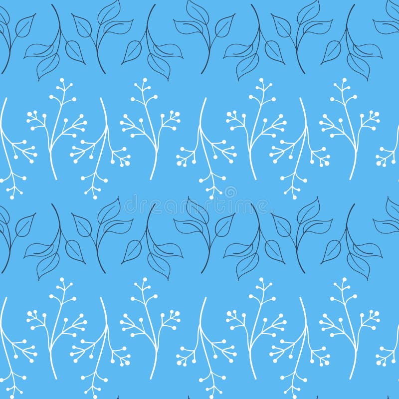 Cute Blue White Twig Seamless Pattern for Textile Decoration Stock ...