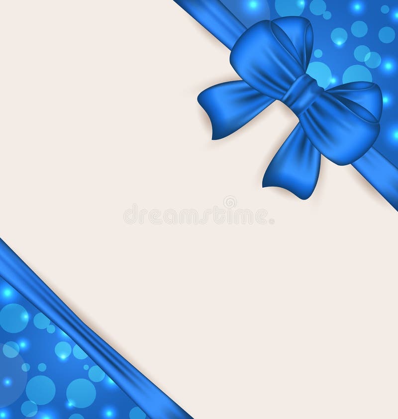 Cute Blue Wrapping with Ribbon Bow Stock Vector - Illustration of pack ...