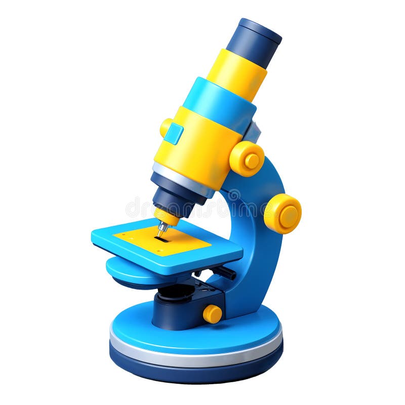 A Cute Blue and Yellow Microscope Icon on a White Background Stock ...
