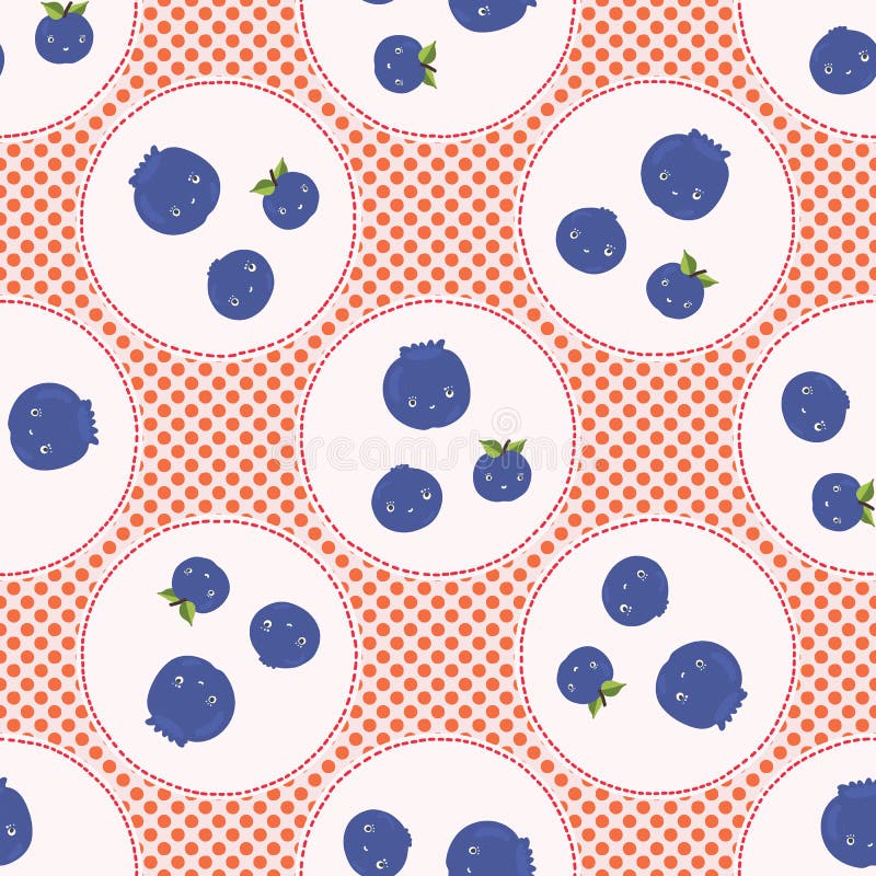 Cute Blueberries Polka Dot Vector Illustration. Seamless Repeating ...