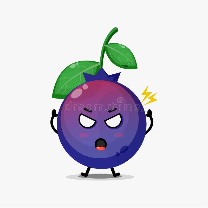 Cute Blueberry Character is Angry Stock Vector - Illustration of berry ...