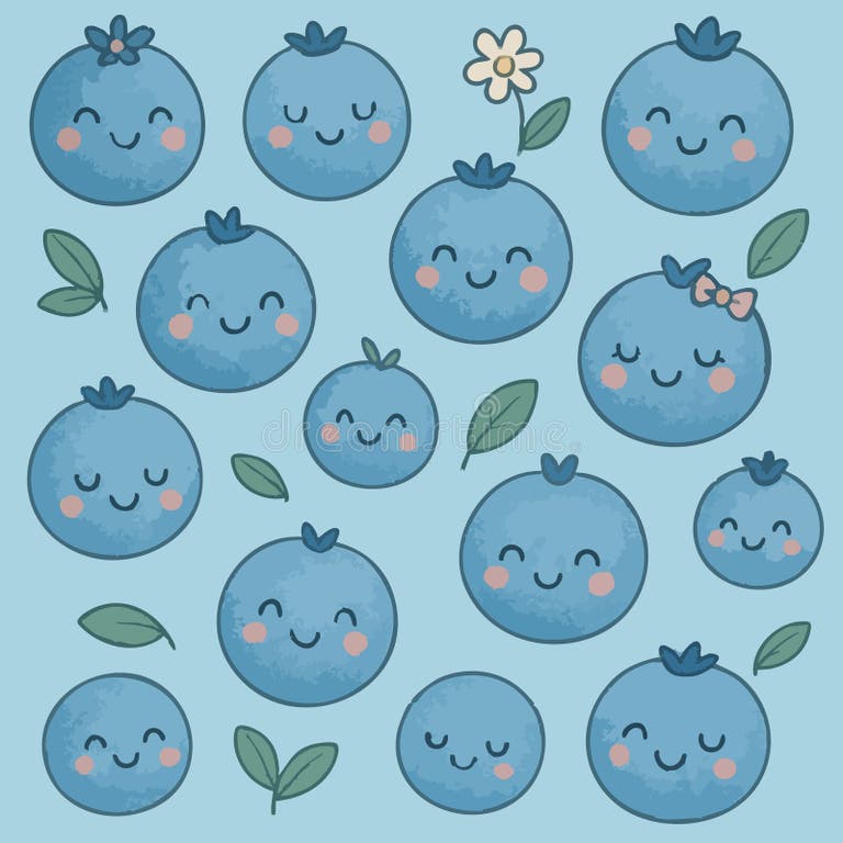 Cute Blueberry Pattern Print Design in Vector Stock Vector ...
