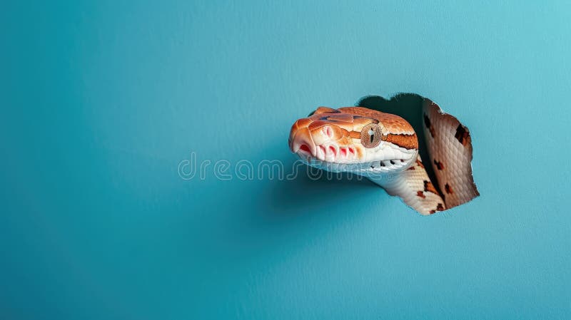 Cute Boa Constrictor Peeking through a Hole Stock Illustration ...