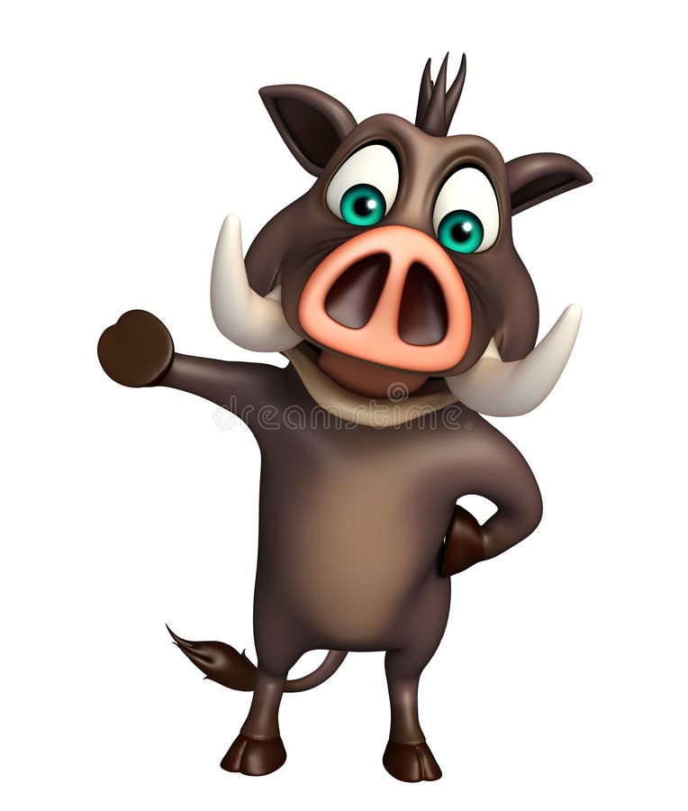 Cute Boar Funny Cartoon Character Stock Illustration - Illustration of ...