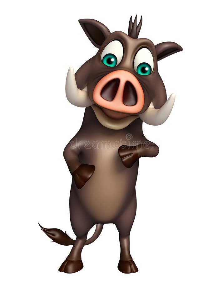 Cute Boar Funny Cartoon Character Stock Illustration - Illustration of ...
