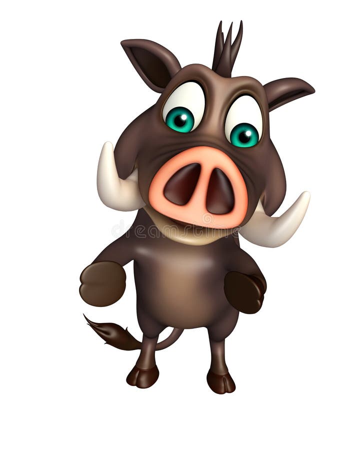 Cute Boar Funny Cartoon Character Stock Illustration - Illustration of ...