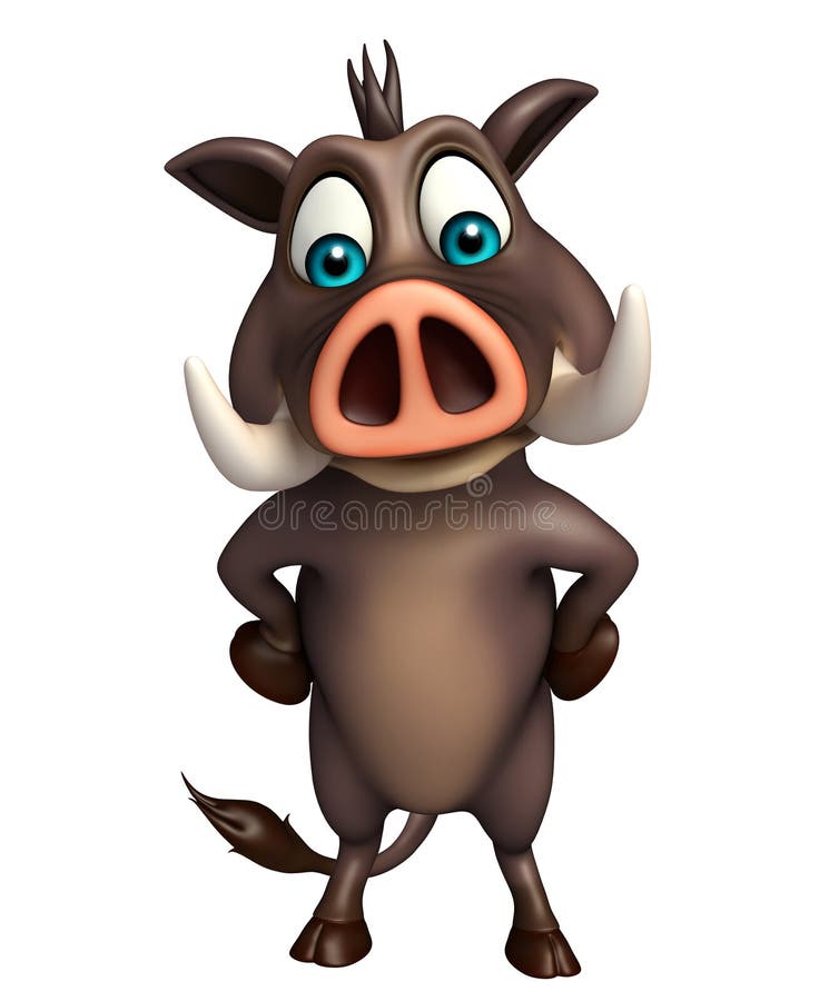 Cute Boar Funny Cartoon Character Stock Illustration - Illustration of ...