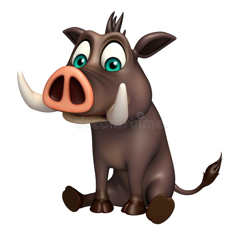 Cute Boar Funny Cartoon Character with Jumping Stock Illustration ...