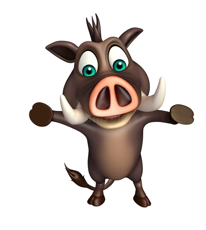 Cute Boar Funny Cartoon Character Stock Illustration - Illustration of ...