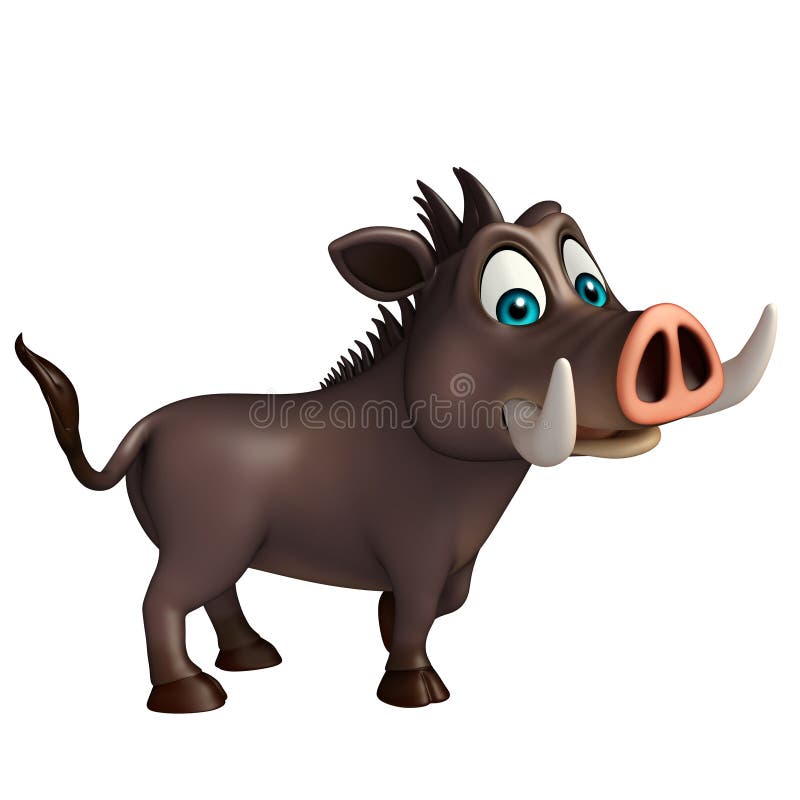 Cute Boar Funny Cartoon Character Stock Illustration - Illustration of ...