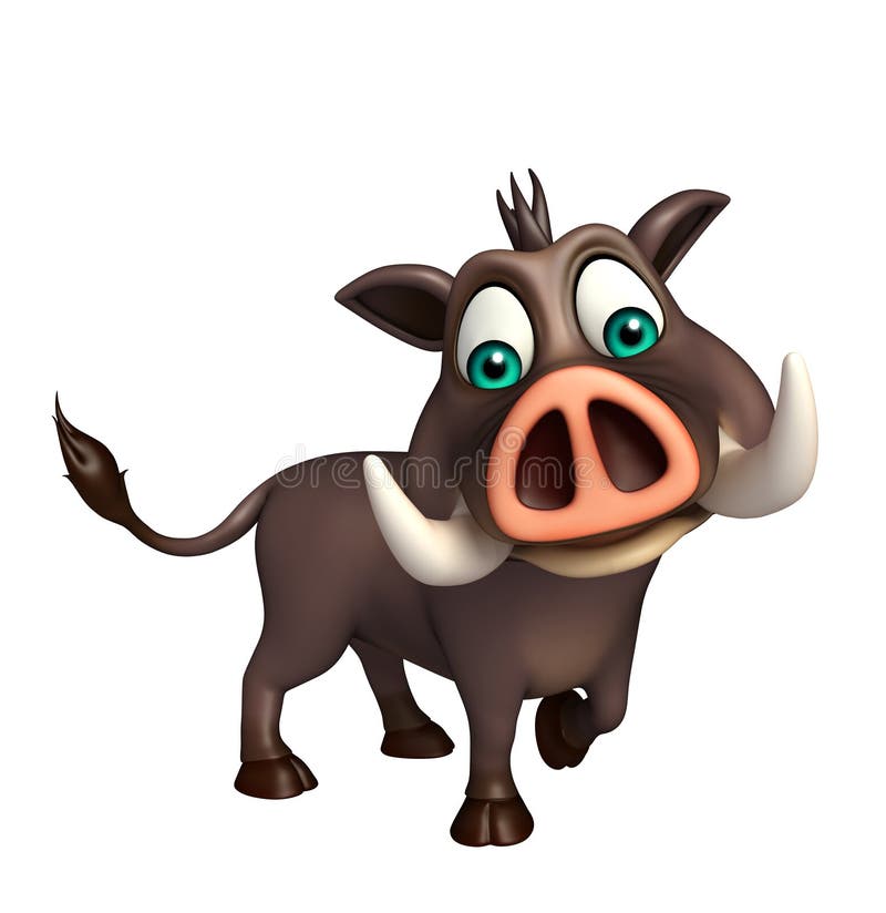 Cute Boar Funny Cartoon Character Stock Illustration - Illustration of ...