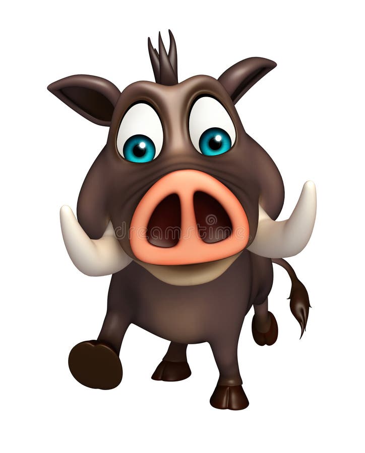 Cute Boar Funny Cartoon Character Stock Illustration - Illustration of ...