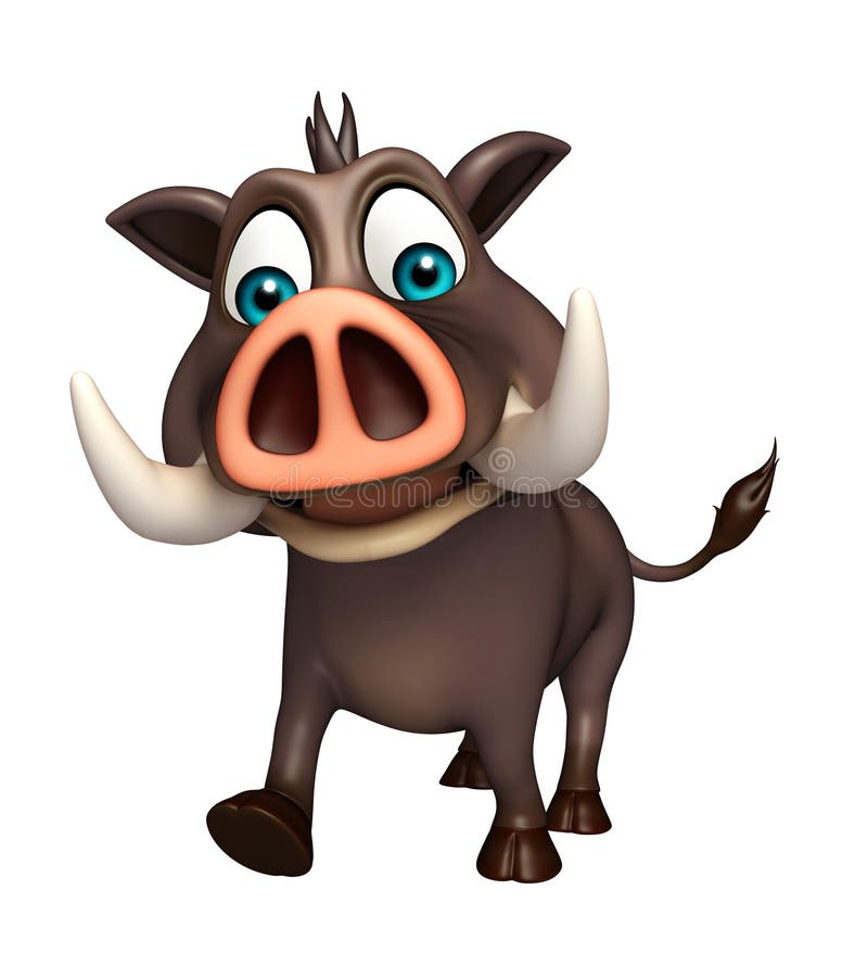 Cute Boar Funny Cartoon Character Stock Illustration - Illustration of ...