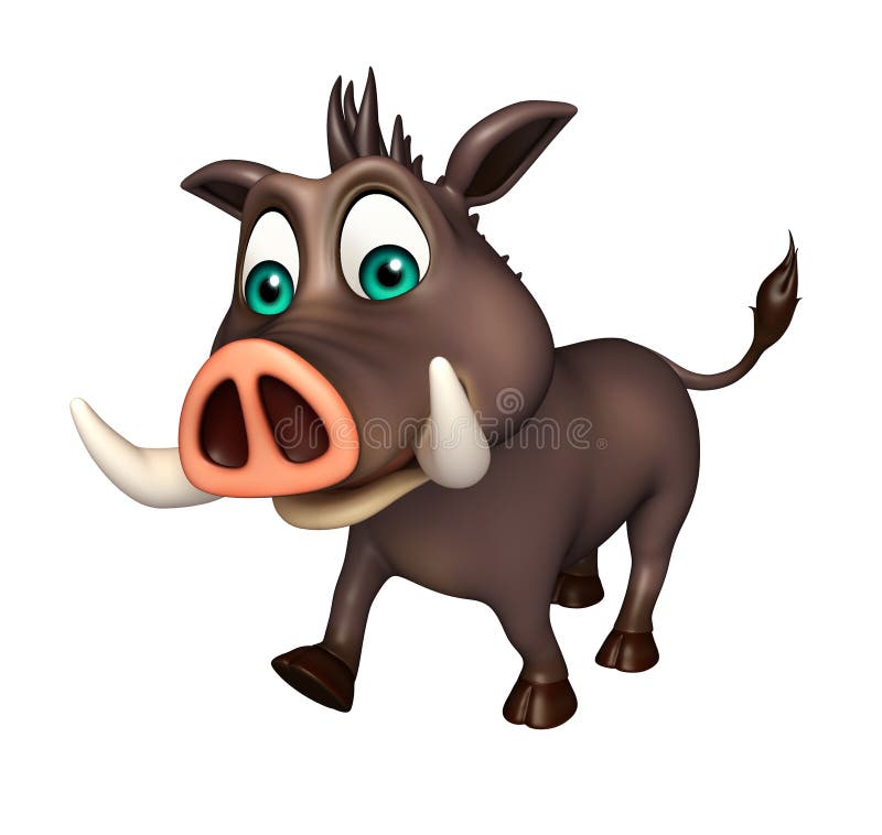 Cute Boar Funny Cartoon Character Stock Illustration - Illustration of ...