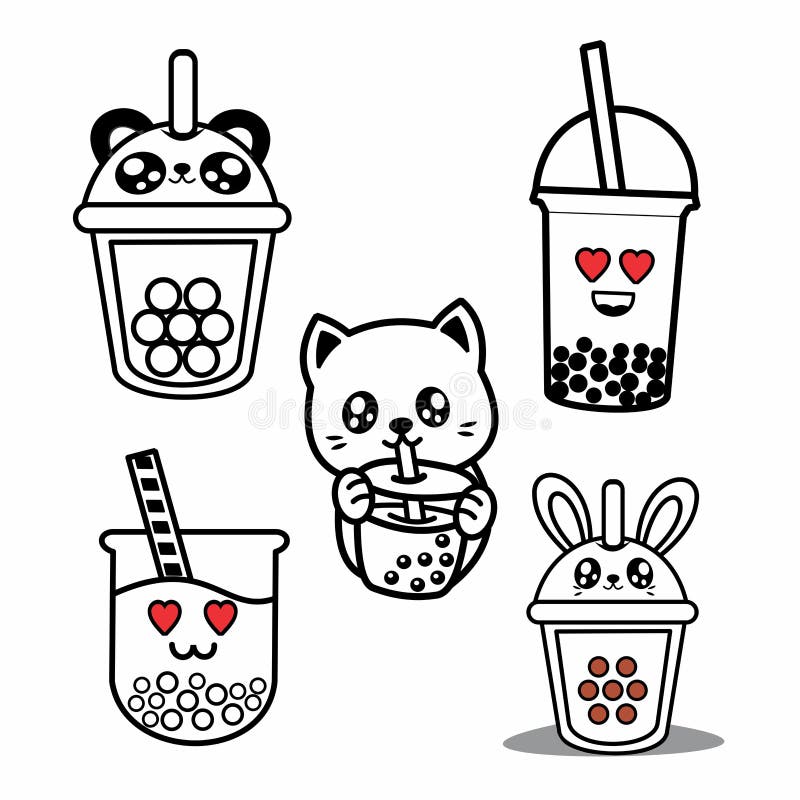 CUTE BOBA TEA SKETCH COLLECTION for Your Project Stock Vector ...