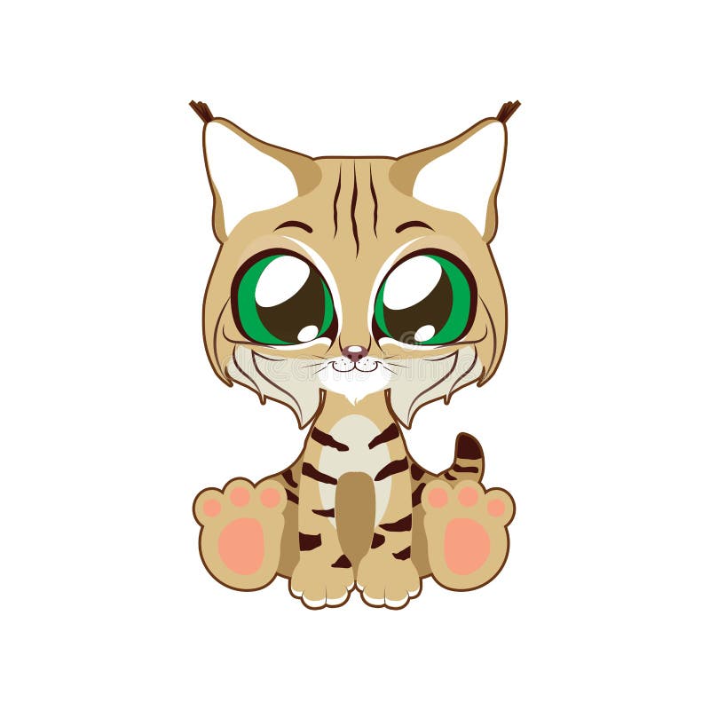Cute Bobcat Avatar with Flat Colors Stock Vector - Illustration of ...