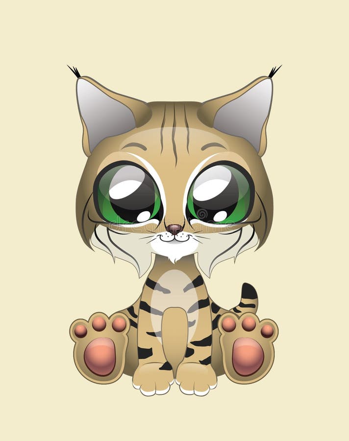 Cute Bobcat Illustration Art Stock Illustration - Illustration of cute ...