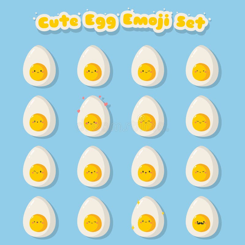 Cute Boiled Egg Emoji Vector Set Stock Vector - Illustration of cute ...