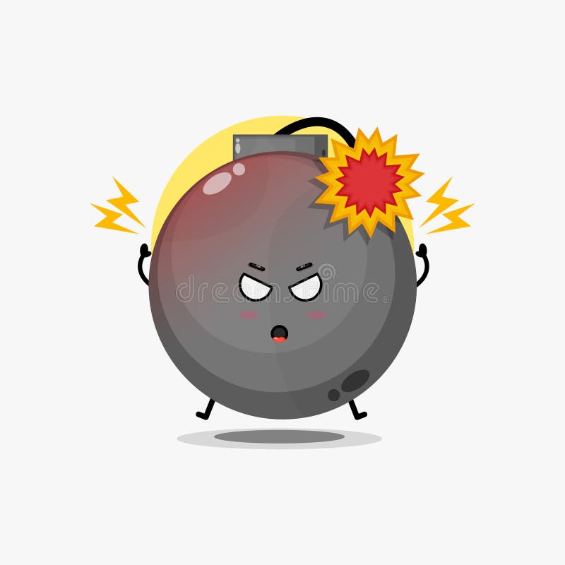 Cute Bomb Character is Angry Stock Vector - Illustration of molecule ...